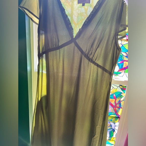 Dresses | The Green Ruched Trim Poet Sleeve Midi Dress With Tie | Poshmark